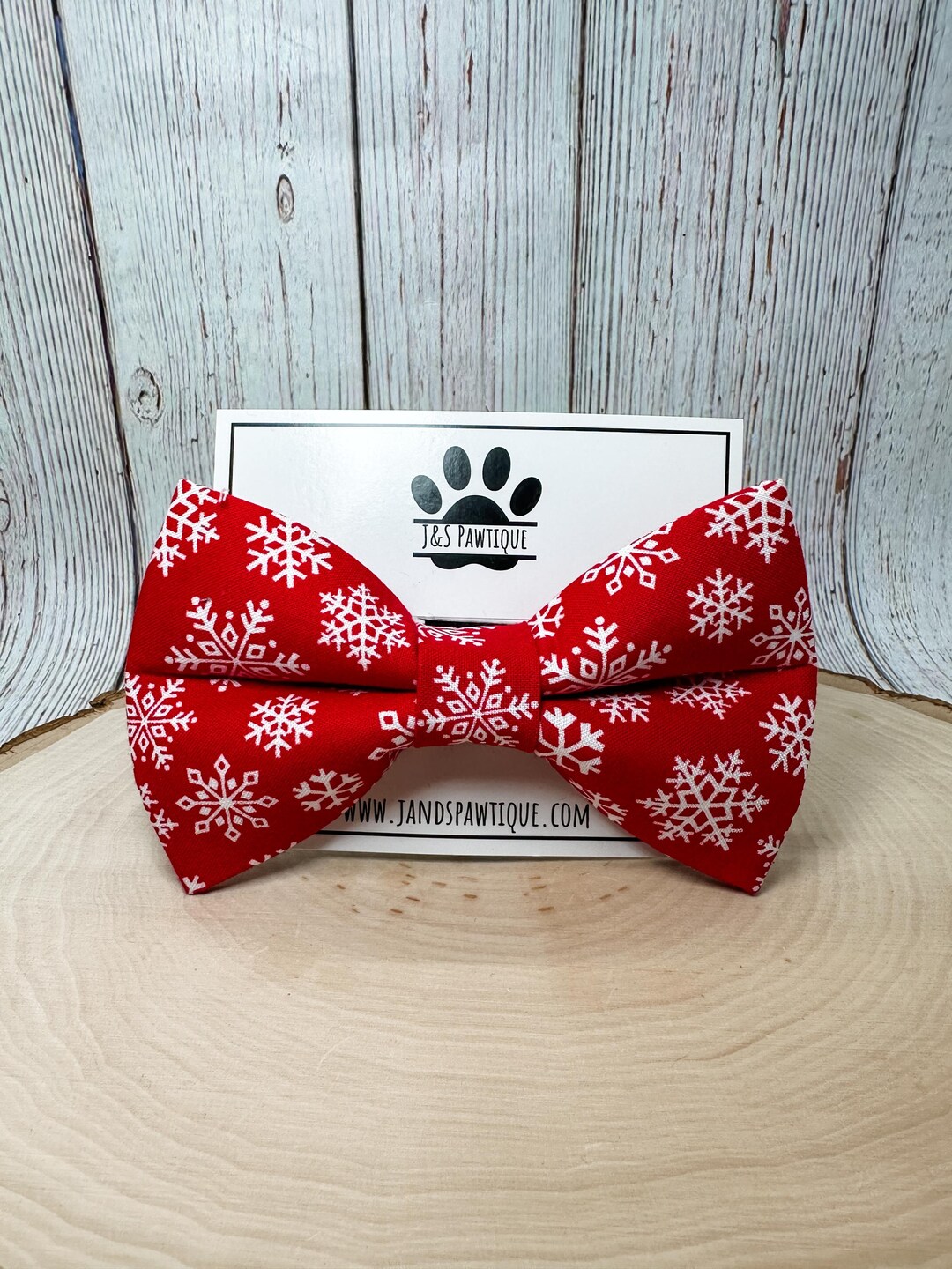 Red Snowflake Dog Bowtie, Christmas Bow Tie, Winter Dog Bowtie, Dog Bow ...