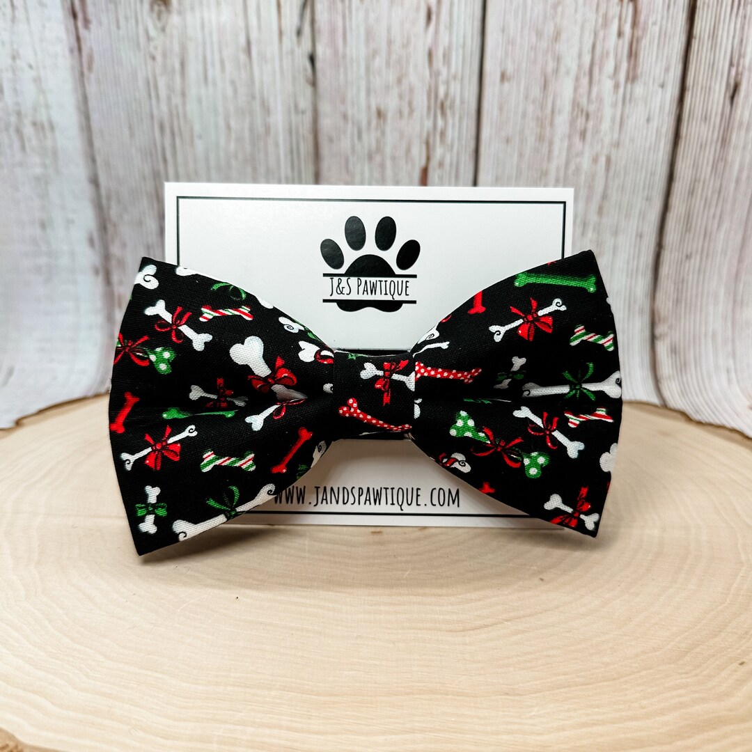 Christmas Dog Bone Dog Bowtie, Christmas Bow Tie, Dog Bowtie, Dog Bow ...