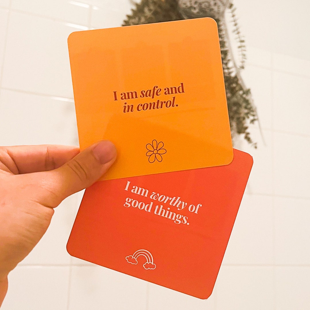 Affirmation Cards for Shower - Anxiety Edition - Waterproof Meditation ...