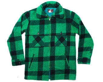 JOHNSON / Vintage Wool Coat / Woolen Mills / Green and Black / Made in ...