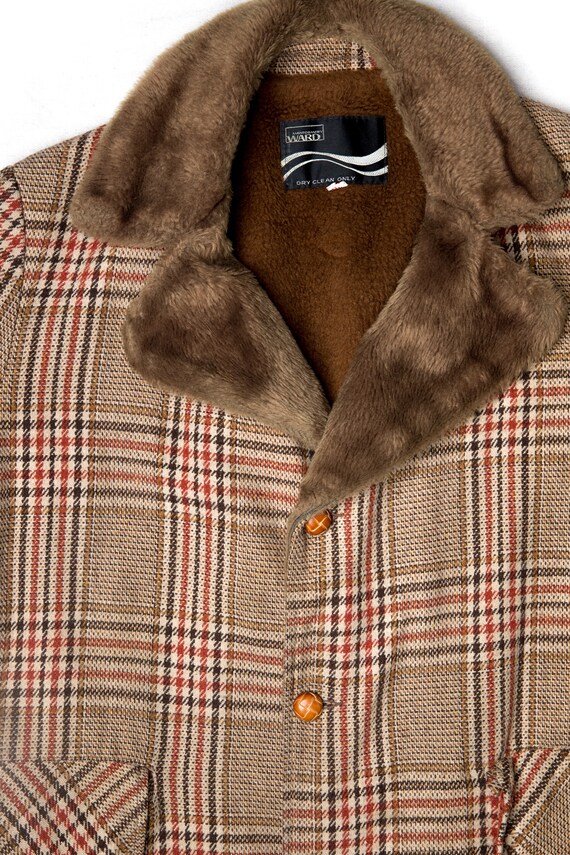 Vintage 1970's Montgomery Ward Wool & Faux Fur Brown … - Gem