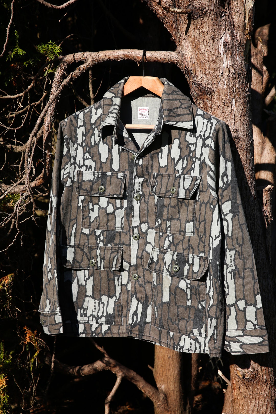 Vintage Pointer Brand Camo Trebark Button Down Jacket Made in USA - Etsy