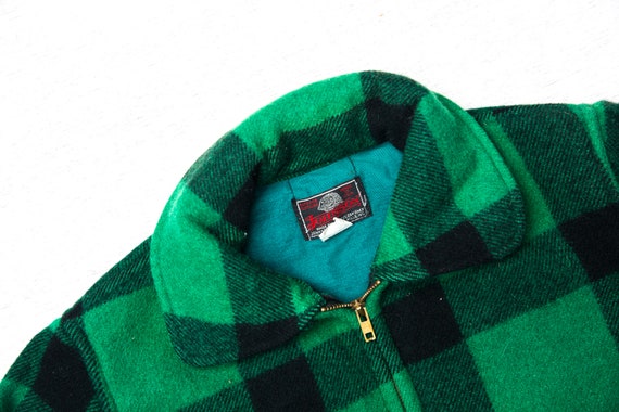 Vintage Johnson Woolen Mills Green Black Cruiser Jack… - Gem