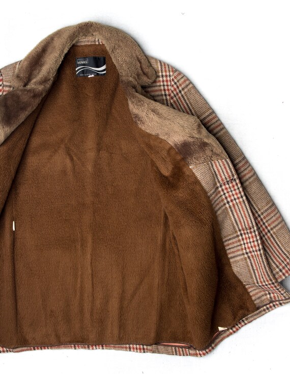 Vintage 1970's Montgomery Ward Wool & Faux Fur Brown … - Gem