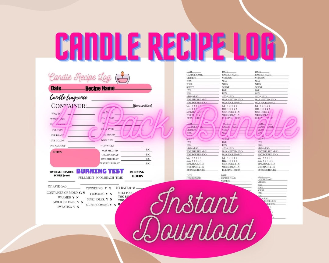 Printable Candle Recipe Templet Candle Test Sheet Candle Maker Log ...