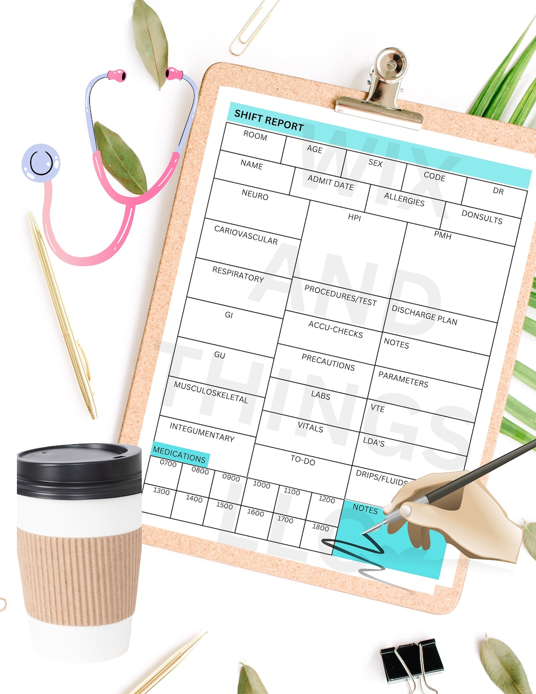 Nurse Report Sheet and Medication, Patient Log, Day&night Shift ...