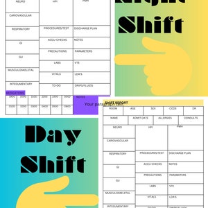 Nurse Report Sheet and Medication, Patient Log, Day&night Shift ...