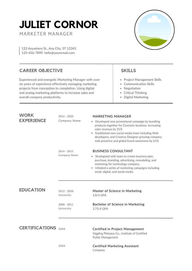 Editable CV Resume Template Professional Resume Template. Minimalist ...