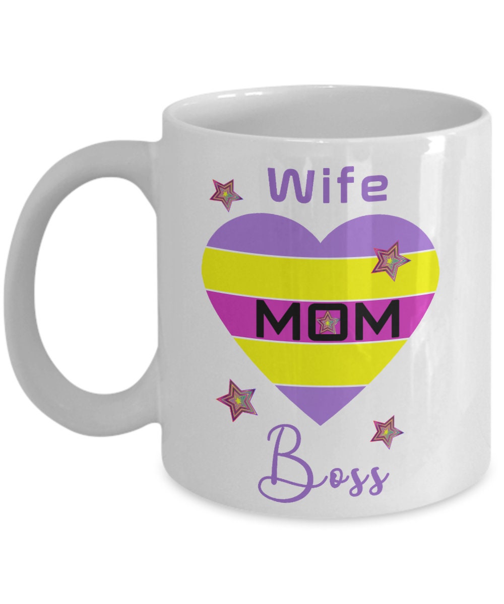Wife Mom Boss Mug Funny Boss Mama Ceramic Coffee Tea Cup For Etsy
