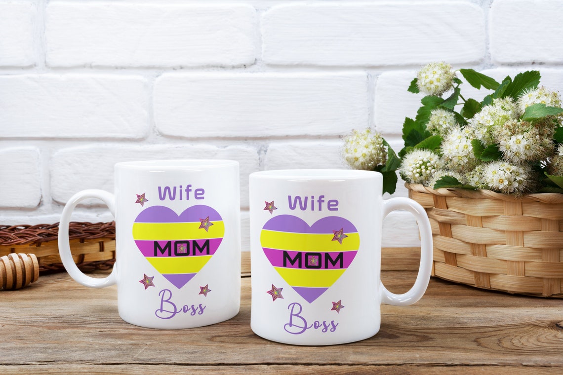 Wife Mom Boss Mug Funny Boss Mama Ceramic Coffee Tea Cup For Etsy