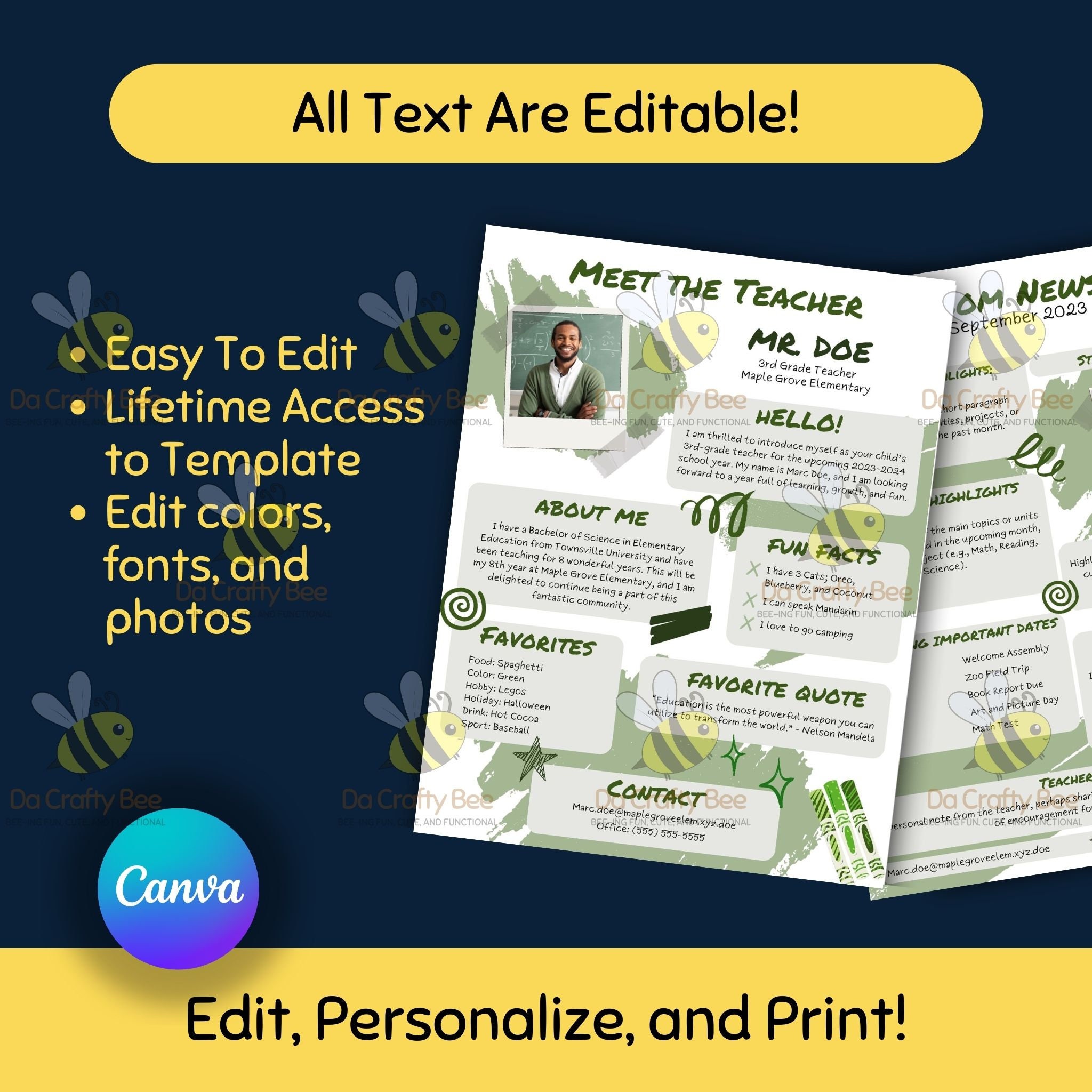 Meet the Teacher Canva Template: Instant Download for Classroom Welcome ...