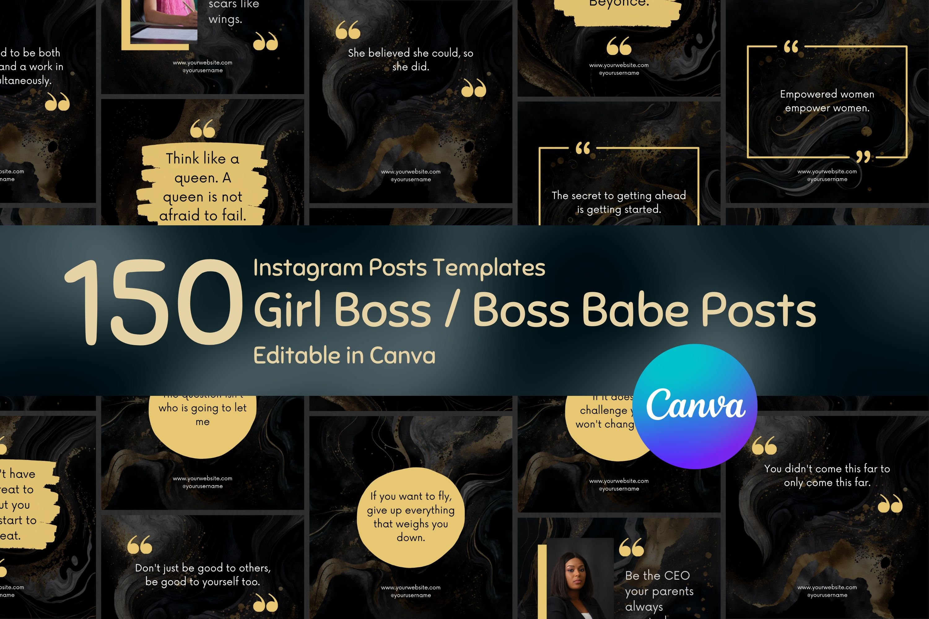 Girl Boss Quotes Instagram Social Media Posts, DIY Instagram Template ...