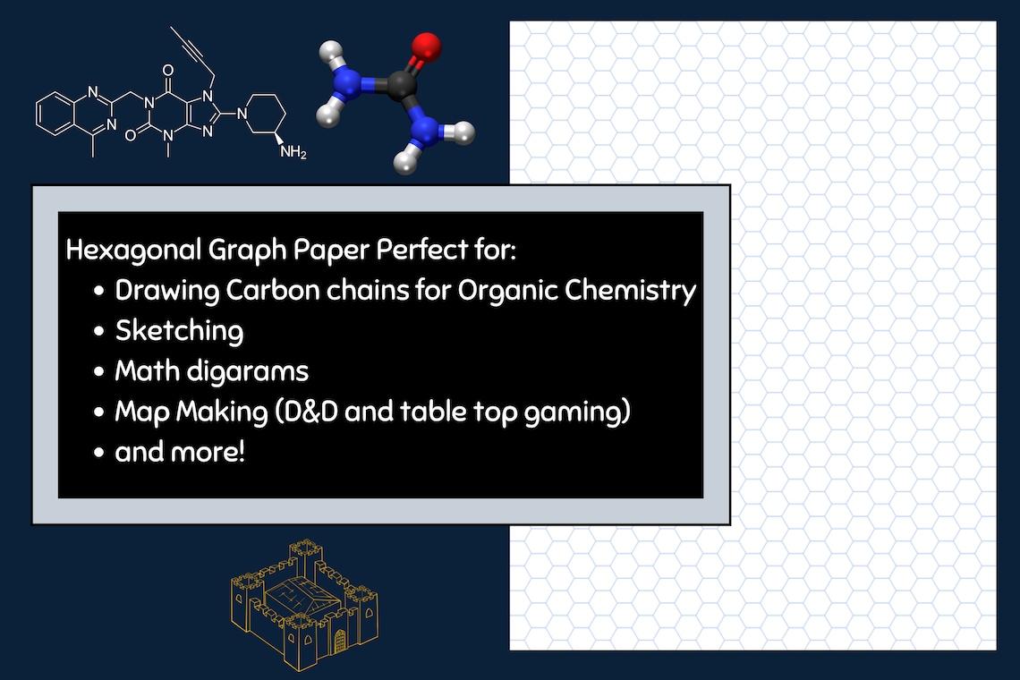 Printable Hexagonal Graph Paper for Organic Chemistry - Letter, A4, A5 ...