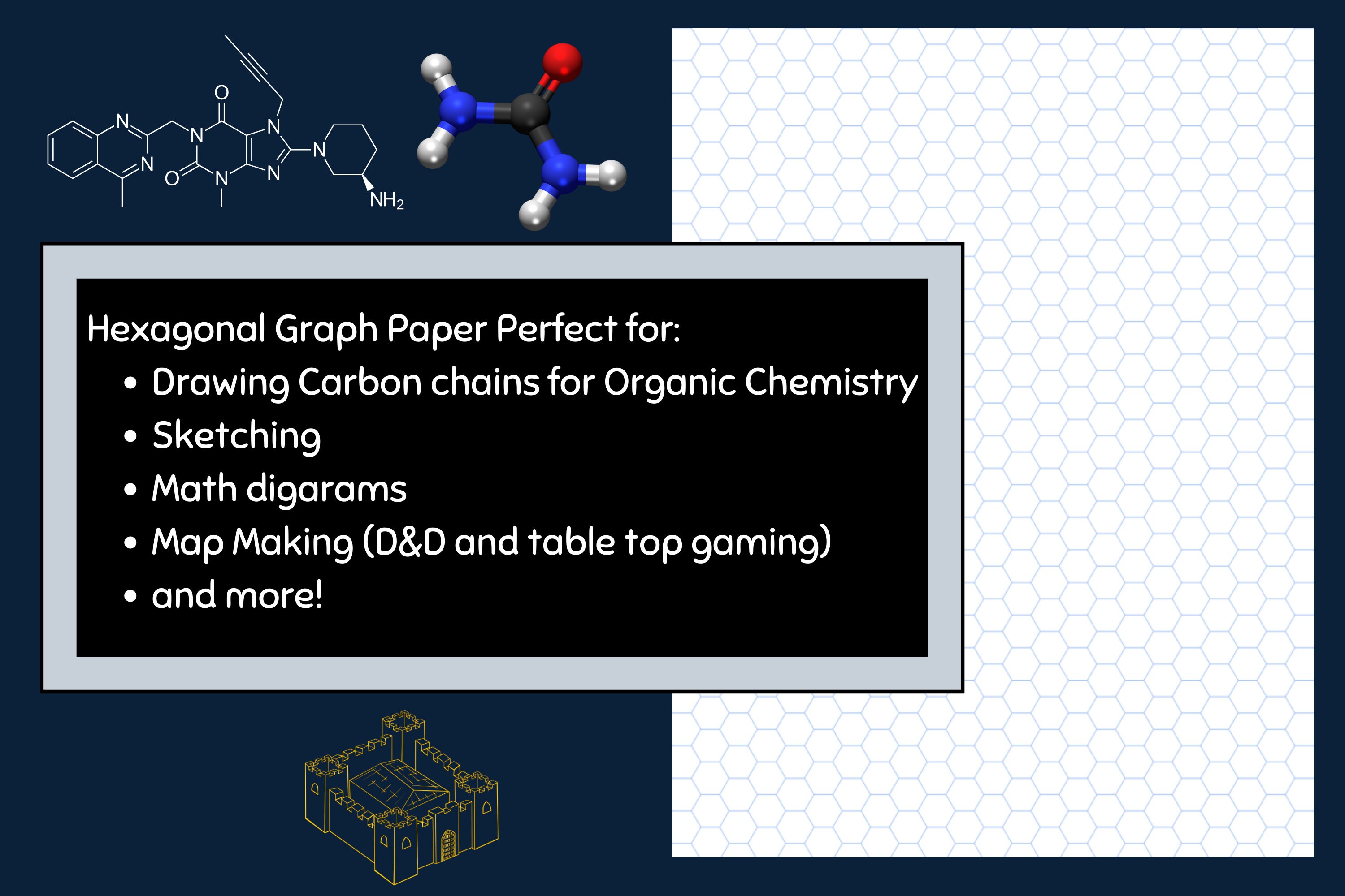 Printable Hexagonal Graph Paper for Organic Chemistry - Letter, A4, A5 ...