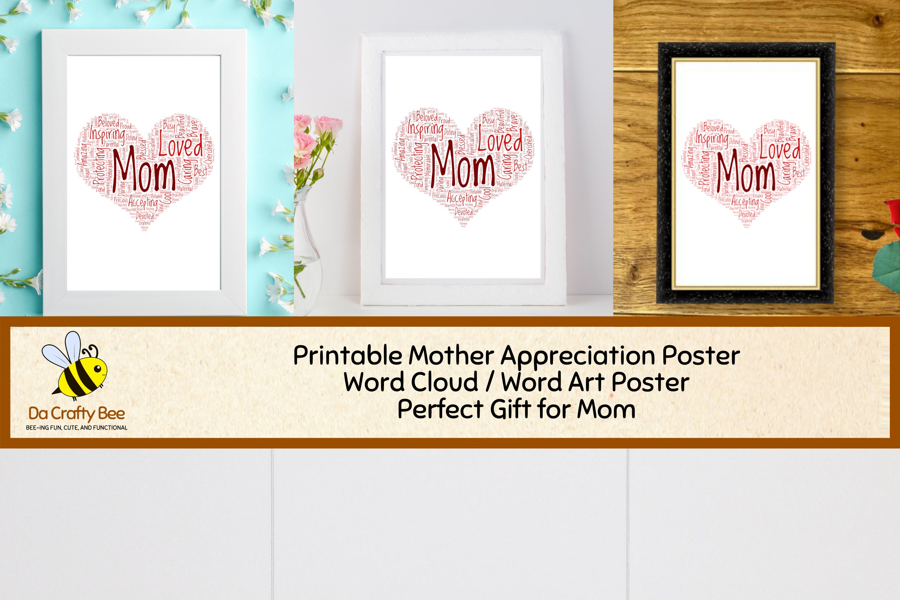 Mom Word Art / Word Cloud Printable Poster Art / Mothers Day Gift Idea ...
