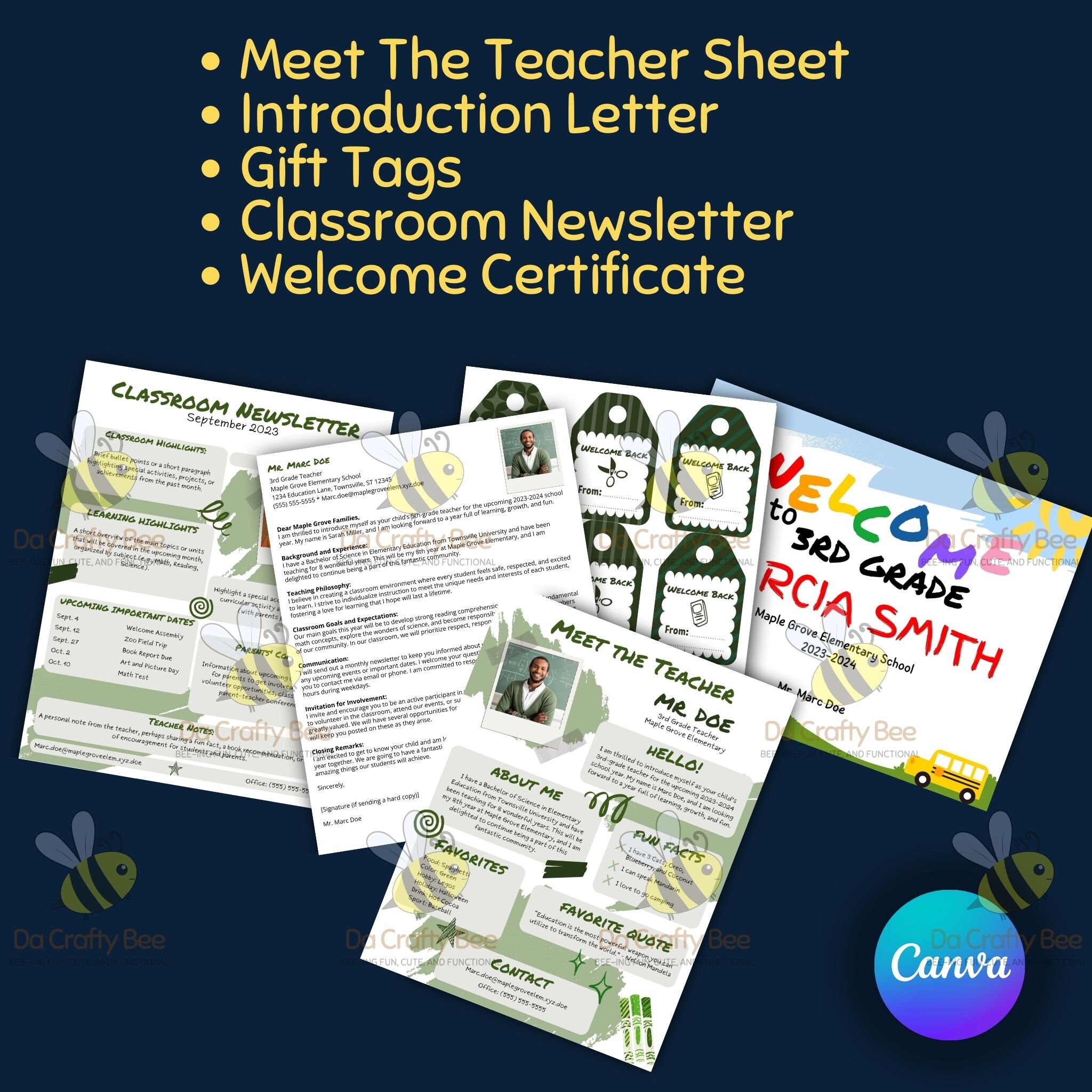 Meet the Teacher Canva Template: Instant Download for Classroom Welcome ...