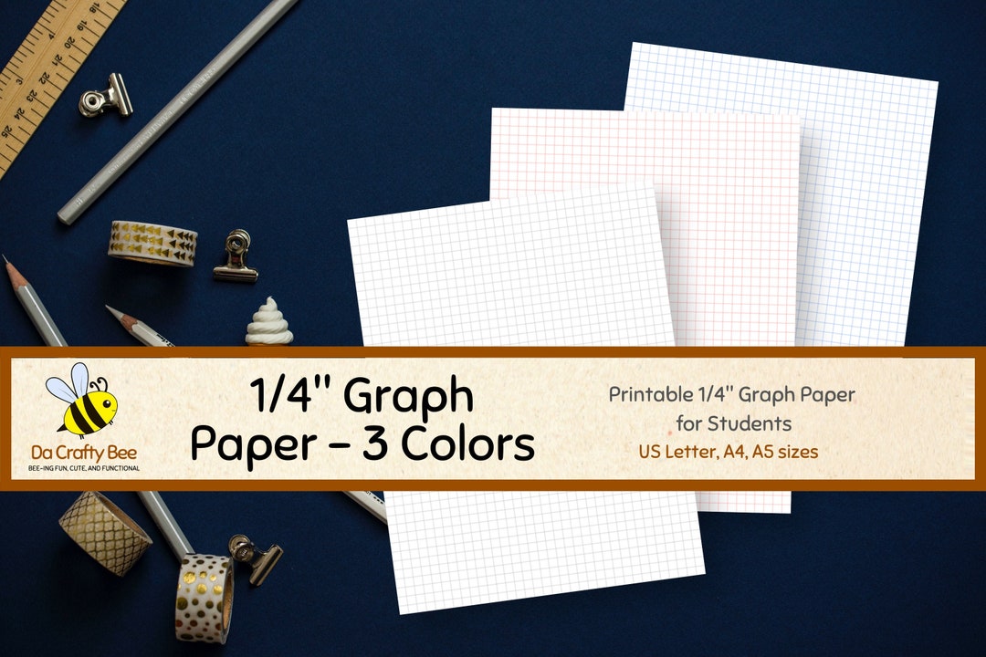 Printable 1/4" Graph Paper in 3 Colors - Letter Size, A4 and A5 Digital ...