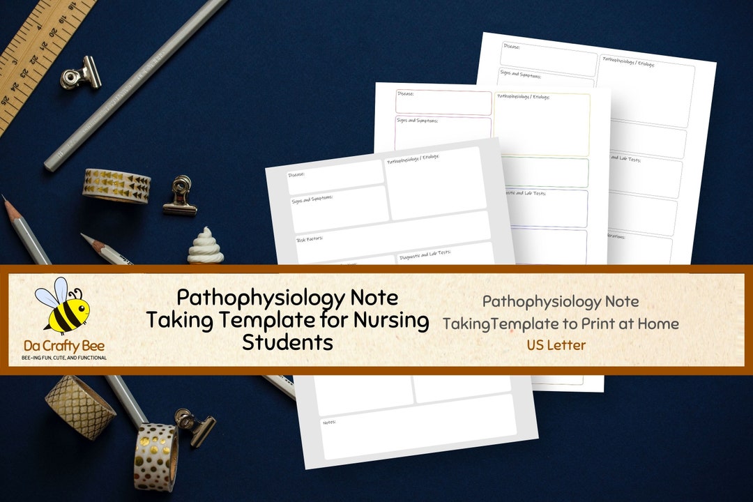 Printable Pathophysiology Note Taking Template for Nursing Students ...