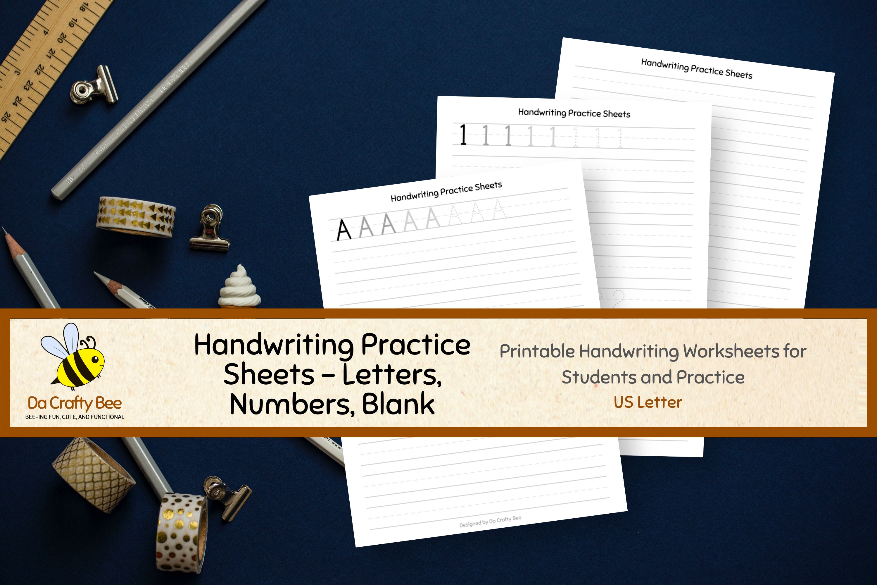 Printable Handwriting Practice Sheets - US Letter, Letters, Numbers and ...