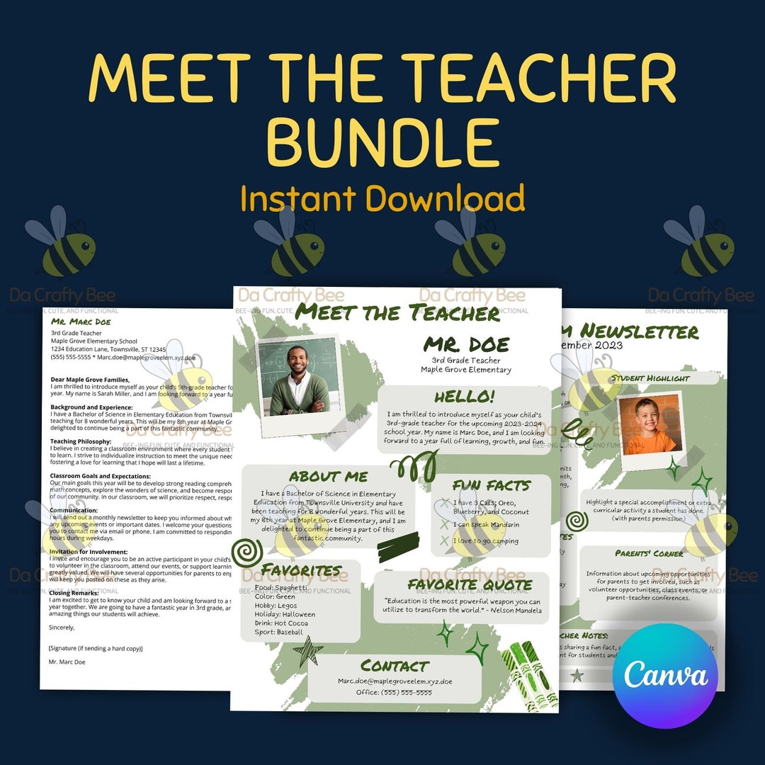 Meet the Teacher Canva Template: Instant Download for Classroom Welcome ...
