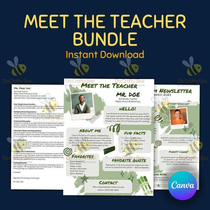 Meet the Teacher Canva Template: Instant Download for Classroom Welcome ...