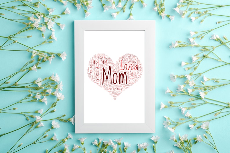 Mom Word Art / Word Cloud Printable Poster Art / Mothers Day Gift Idea ...