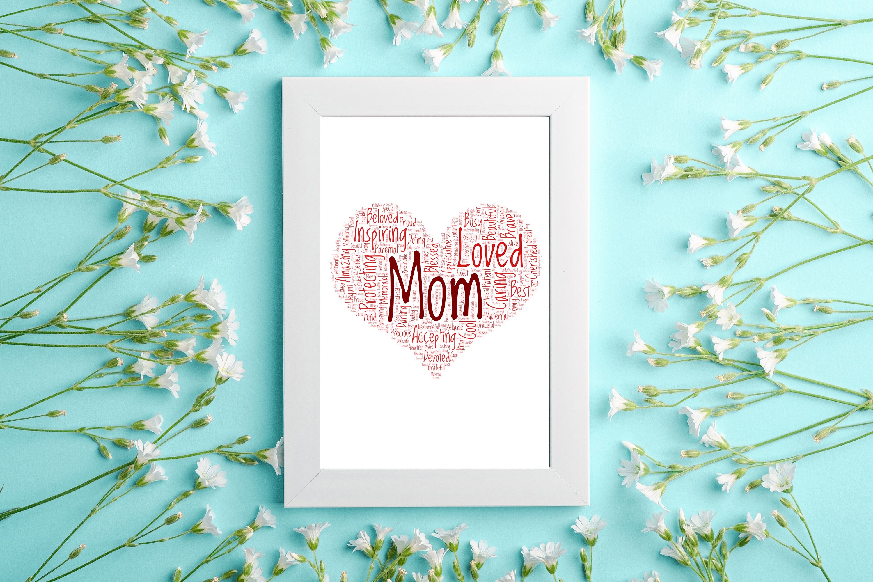 Mom Word Art / Word Cloud Printable Poster Art / Mothers Day Gift Idea ...