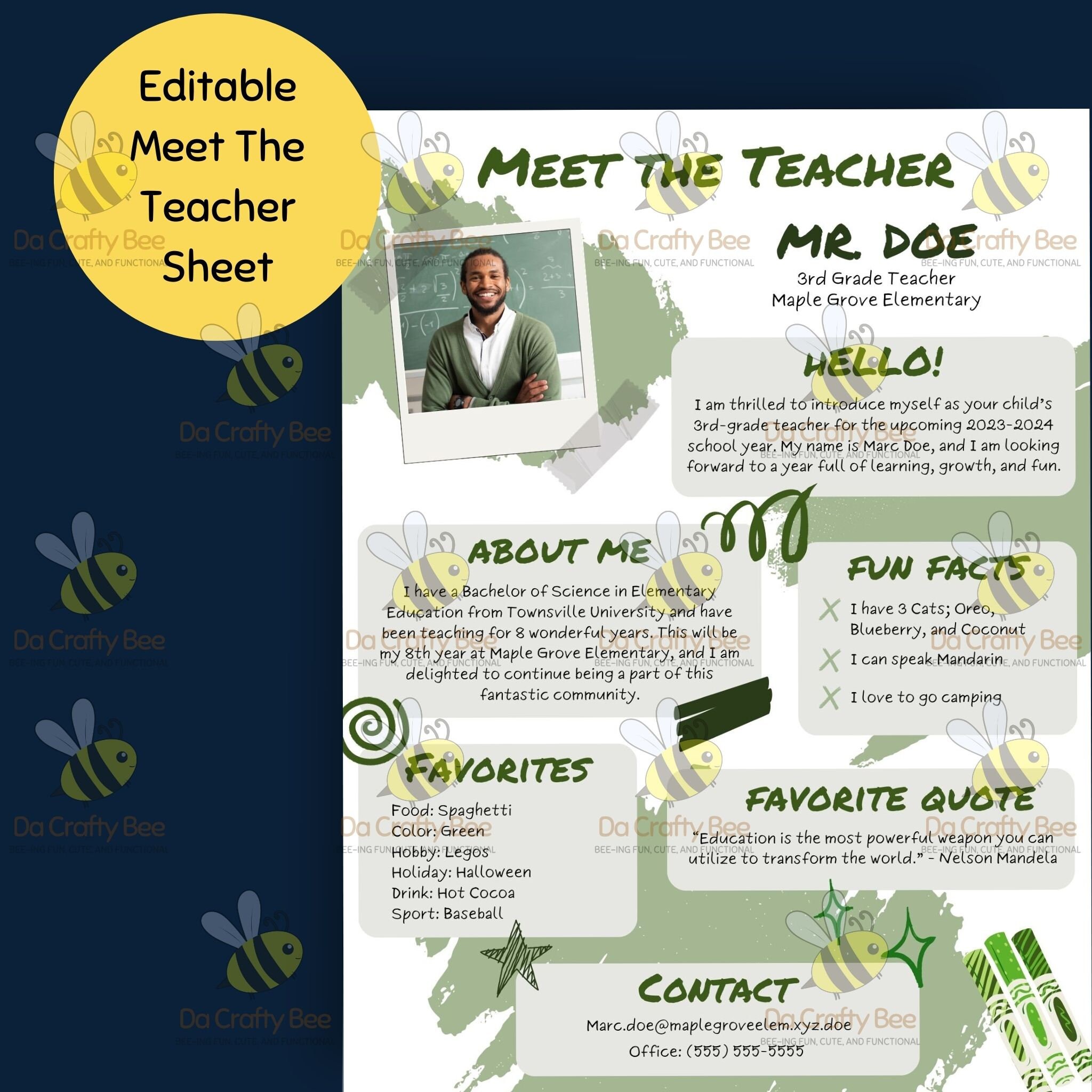 Meet the Teacher Canva Template: Instant Download for Classroom Welcome ...