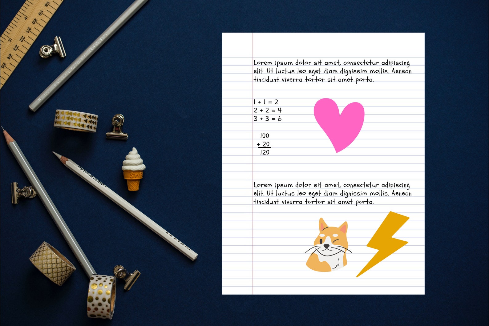 Printable Wide Ruled Student Note Paper - Letter, A4, A5 Sizes Digital ...