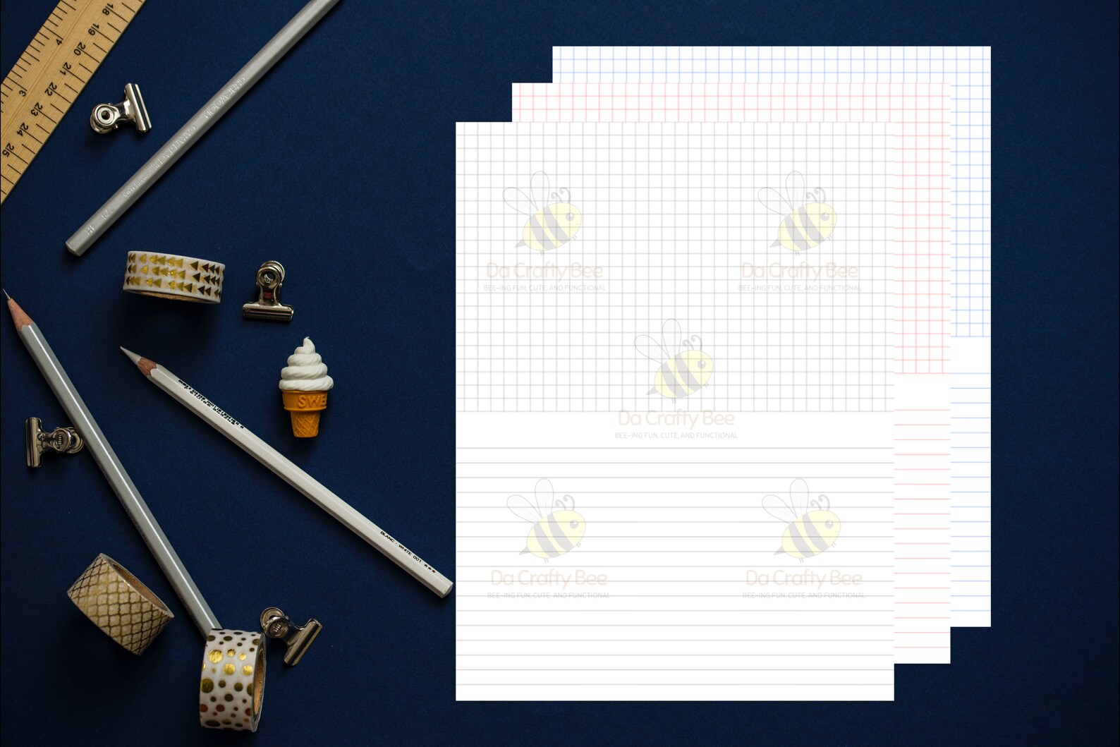 Printable Half Graph and College Ruled Paper - 1/5" Graph Paper in ...