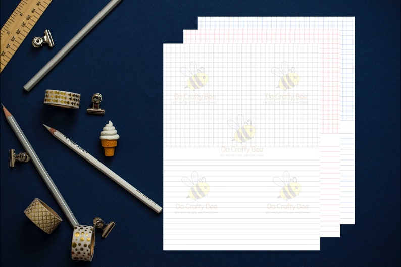 Printable Half Graph and College Ruled Paper - 1/5" Graph Paper in ...