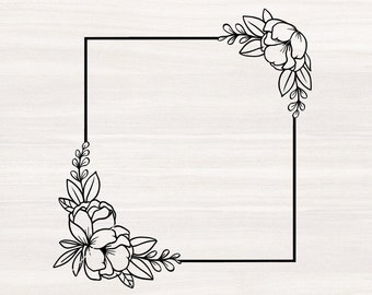 Floral Square Svg - Etsy