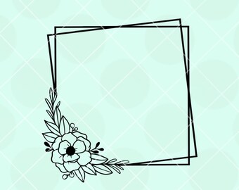 Floral Rectangle Frame Svg, Flower Border Svg, Floral Border Svg ...
