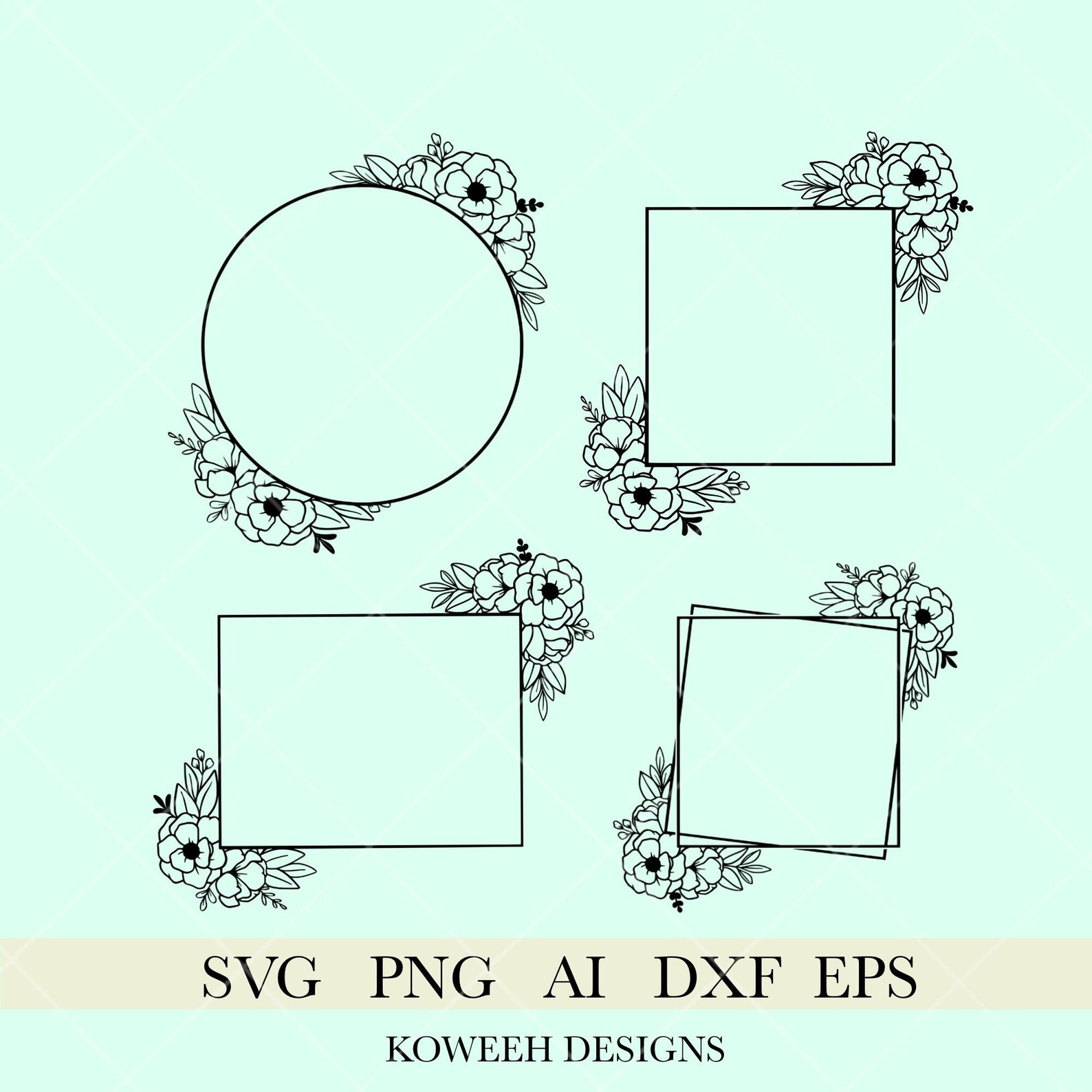 Floral Frames Svg Floral Border Svg Flower Border Svg - Etsy