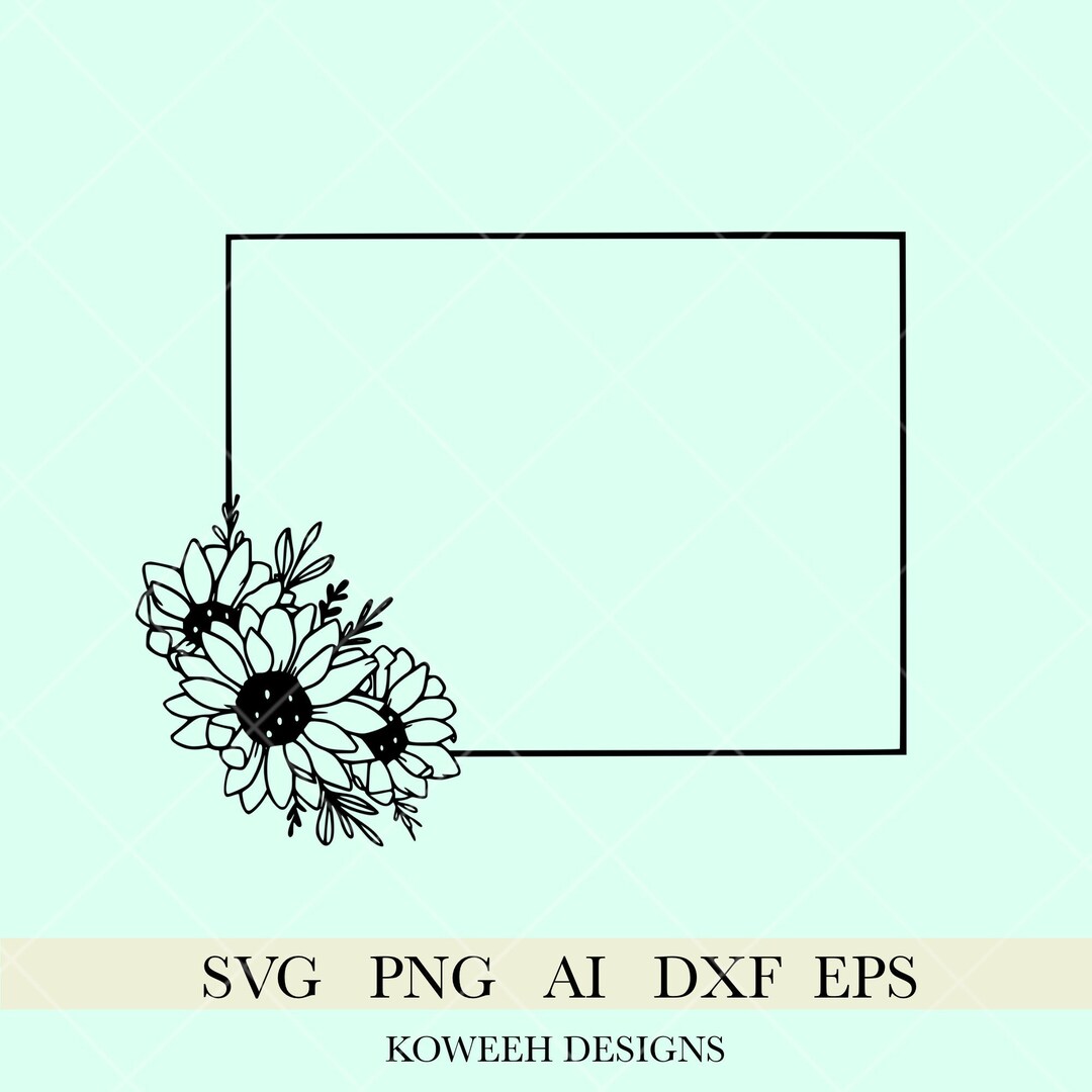 Sunflower Frame Svg Floral Frame Svg Floral Border Svg - Etsy