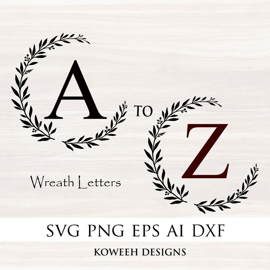 WREATH LETTERS SVG Laurel Wreath Svg, Commercial Use Svg, Wreath ...