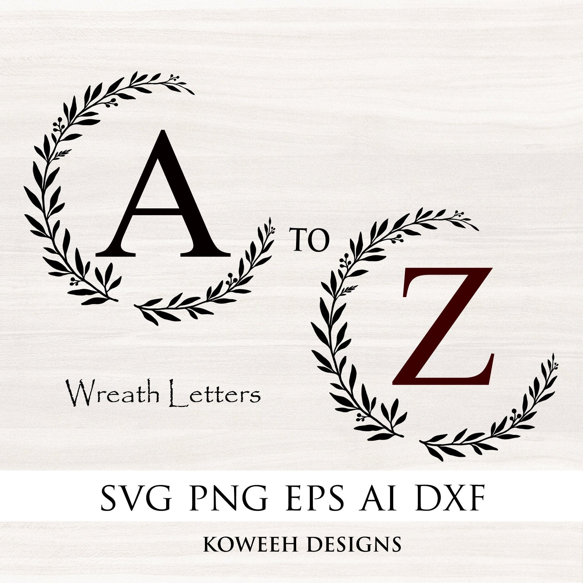 WREATH LETTERS SVG Laurel Wreath Svg Commercial Use Svg - Etsy Canada