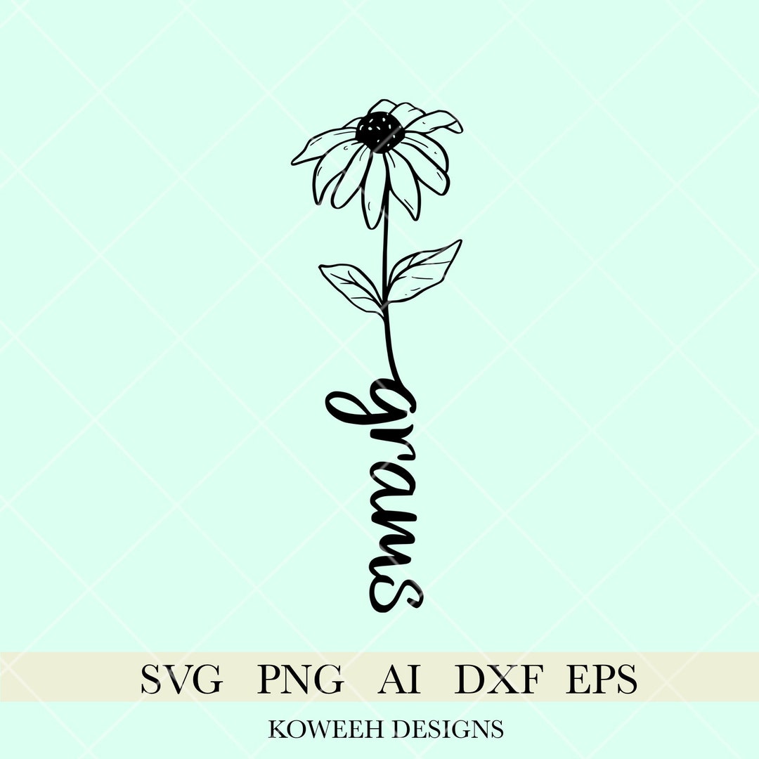 Grams Wildflower Svg, Png, Floral Grams SVG, Sunflower Grammy Svg ...