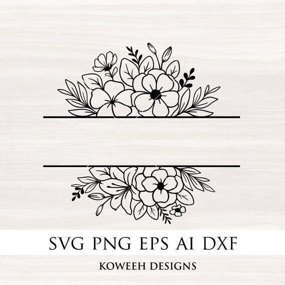 split name frame svg split flower monogram svg floral monogram wedding ...