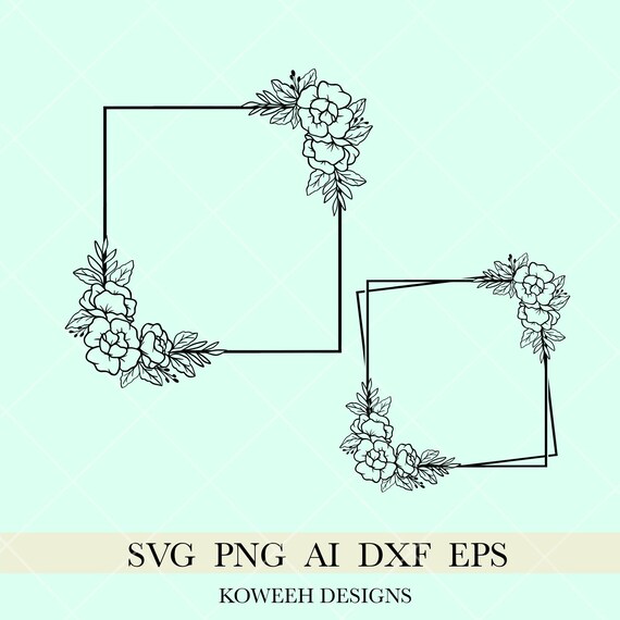 Square Floral Frame Svg Flower Frame Svg Flower Frame Bundle | Etsy