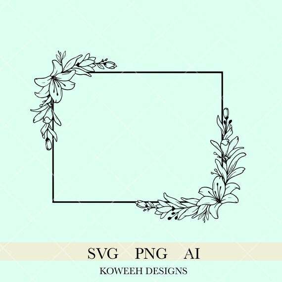 Floral Rectangle Frame Svg Floral Border Svg Flower Border - Etsy