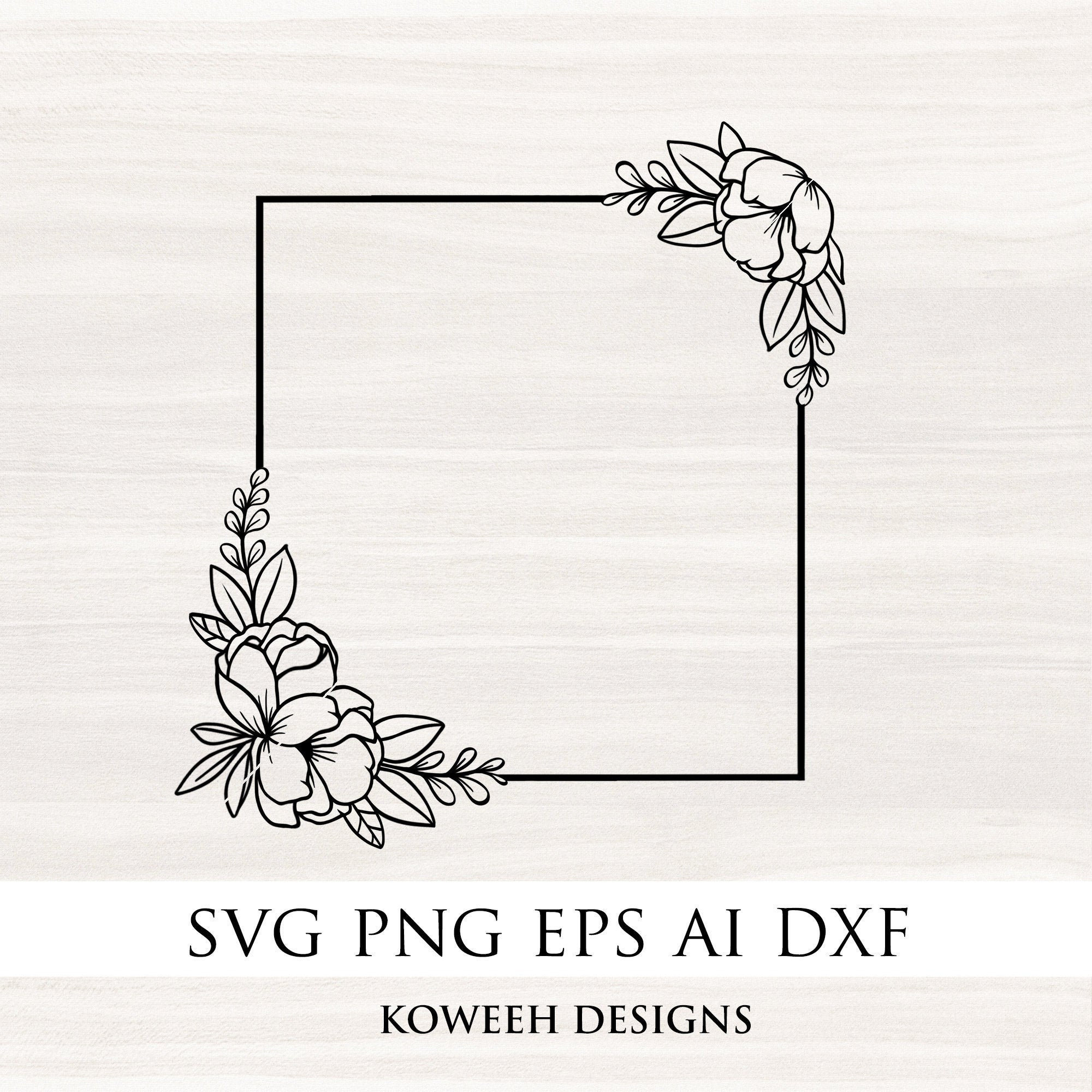 Floral Square Frame Svg Floral Border Svg Flower Border Svg - Etsy UK
