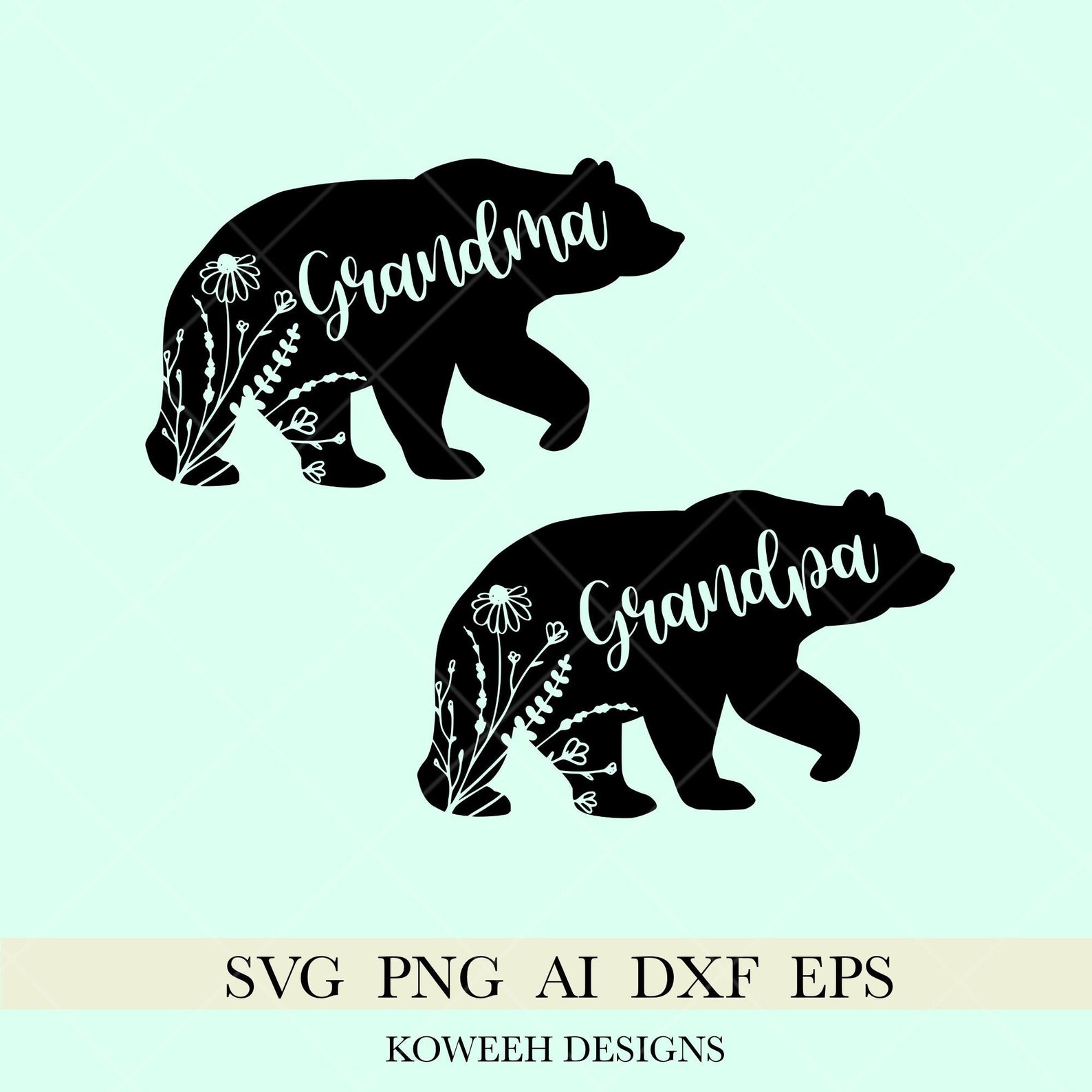 Grandma Bear Svg Floral Grandma Bear Svg Grandparents Bear - Etsy Canada