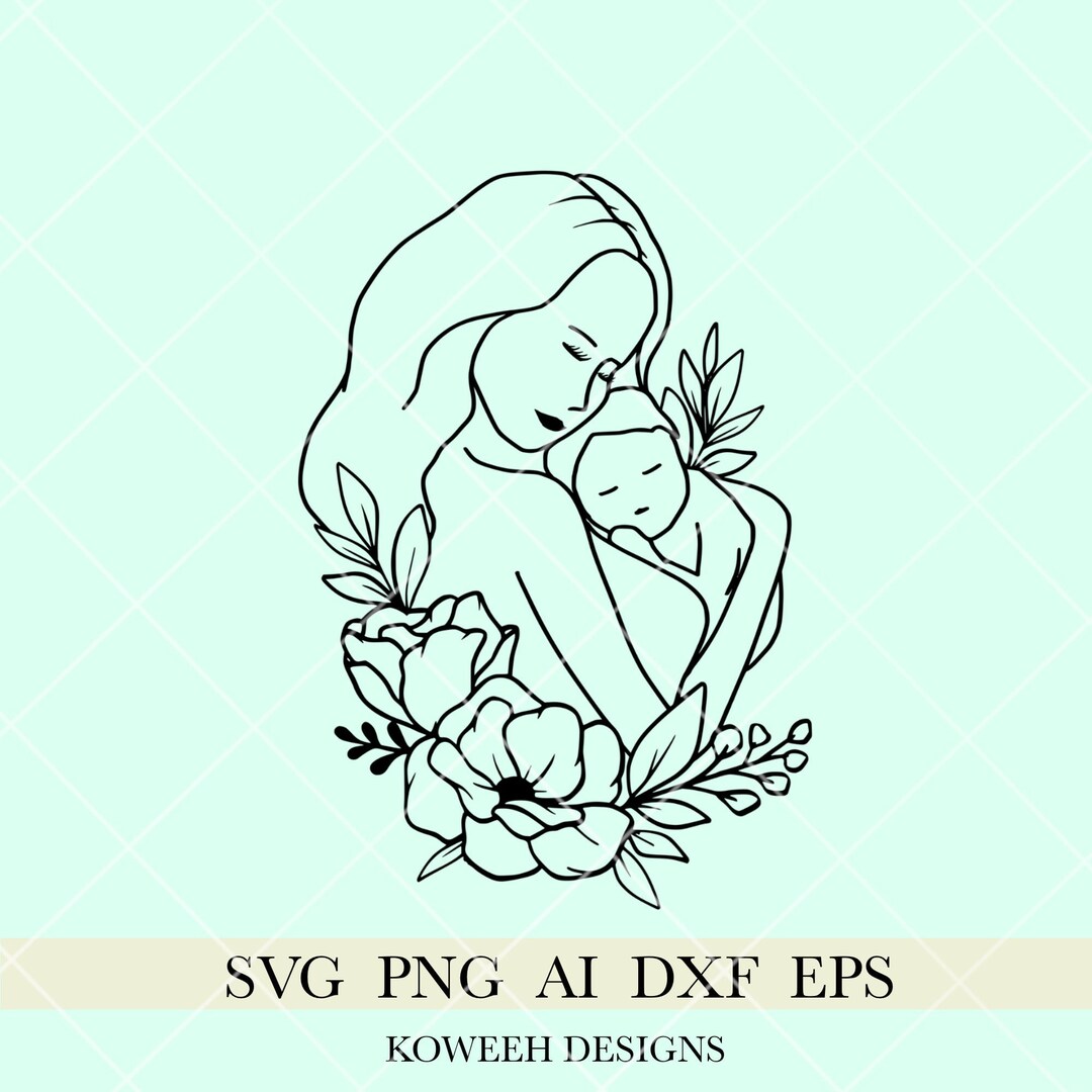 Mother and Child Svg, Newborn Svg, Mother Hugs a Child Svg, Motherhood ...
