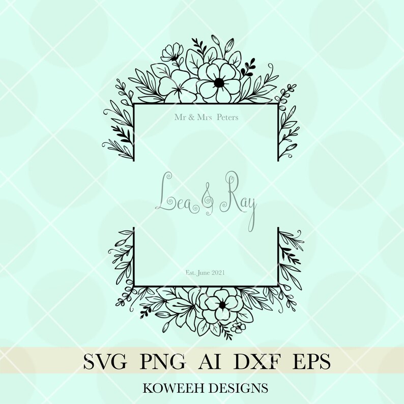 Split Floral Frame Svg Rectangular Floral Frame Floral - Etsy