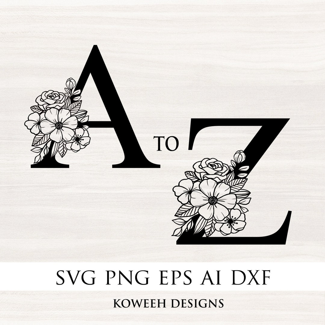 FLORAL ALPHABET SVG, Floral Letters A-Z Svg, Flower Alphabet Svg ...