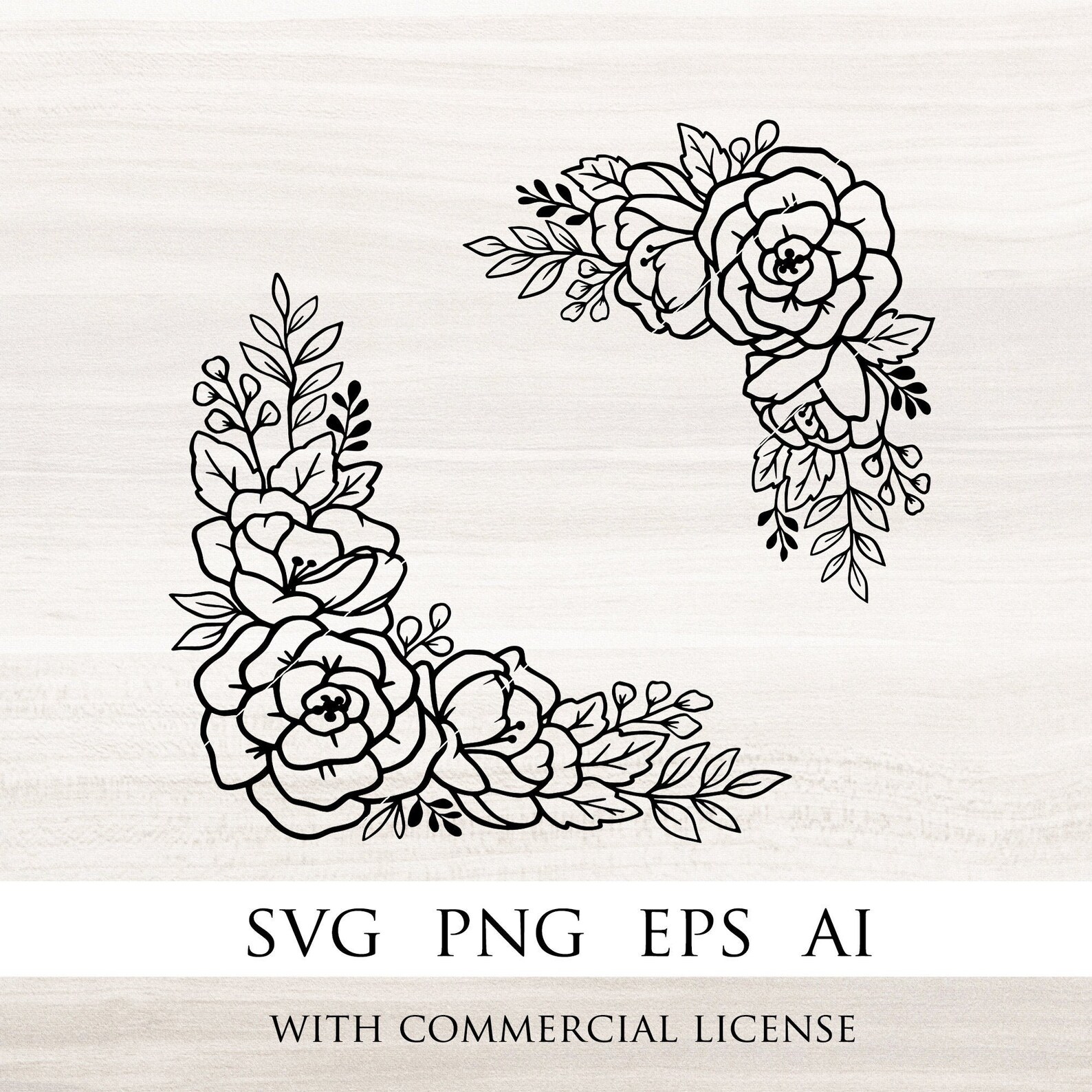 FLORAL BORDER Svg, Flower Svg, Floral Svg, Flower Bundle Svg, Wedding ...