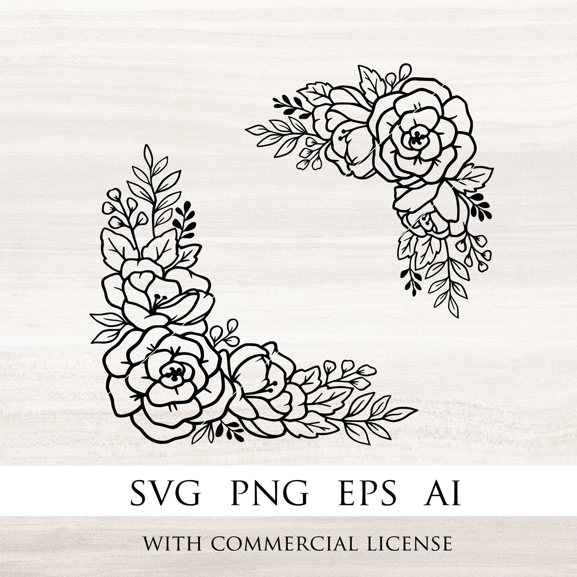 FLORAL BORDER Svg, Floral Corner Svg, Wedding Border Svg, Decorative ...