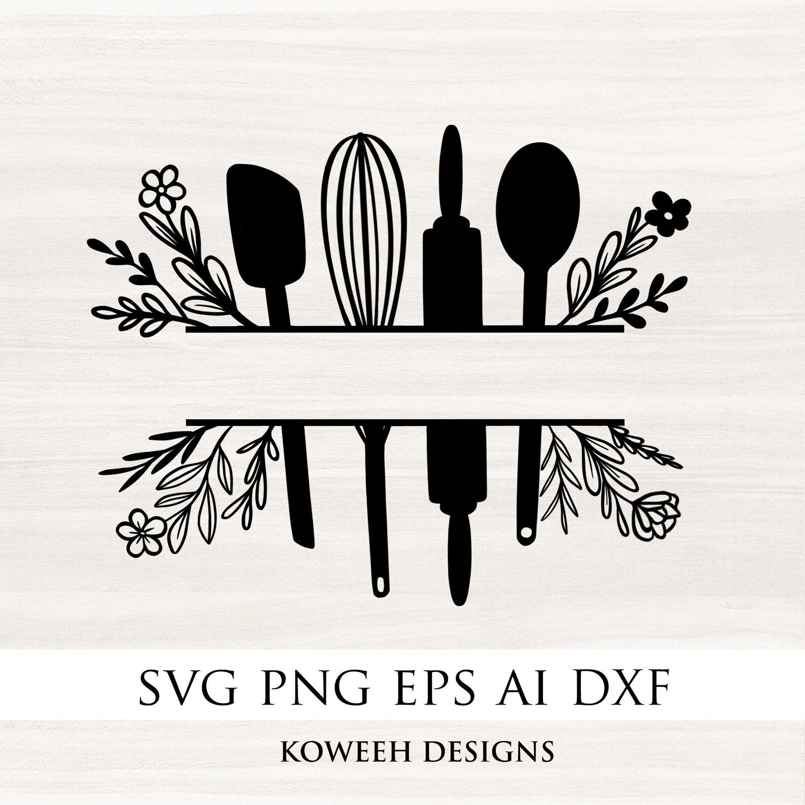 Kitchen Utensils Split Monogram Svg Kitchen Baking Split Etsy