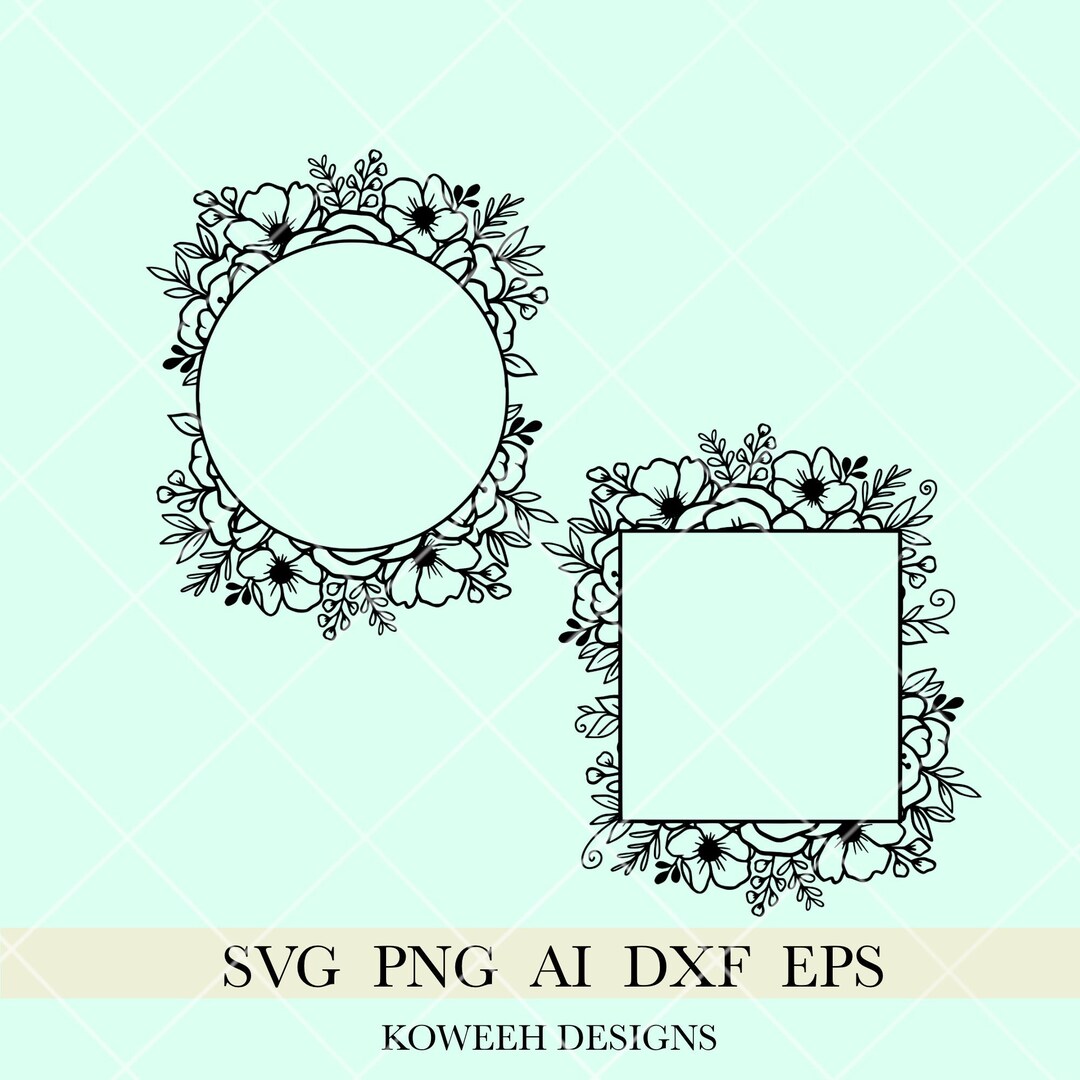 Floral Frame Svg, Floral Border Svg Bundle, Corner Frame Svg, Floral ...